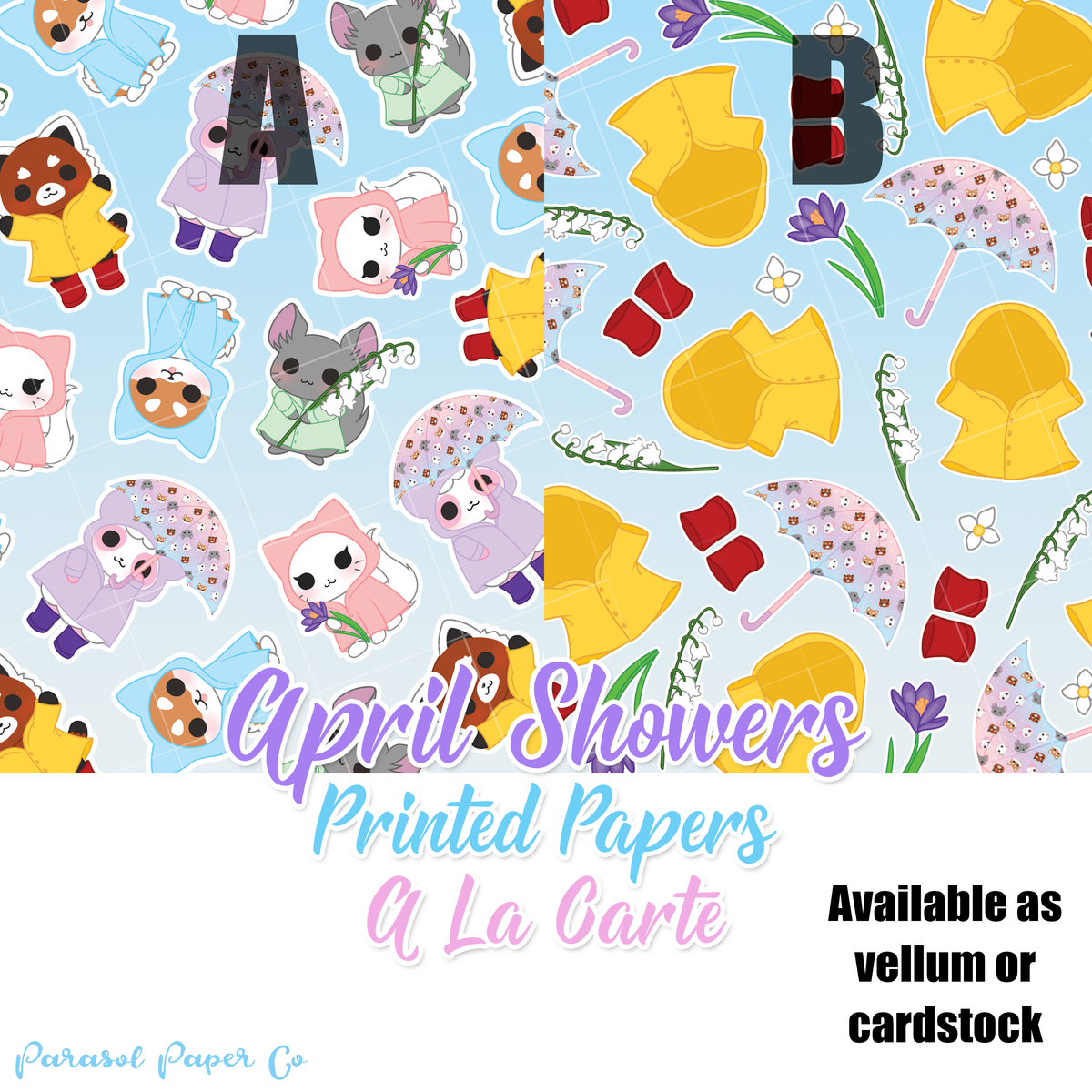 April Showers - Vellum and Cardstock Papers – Parasol Paper Co