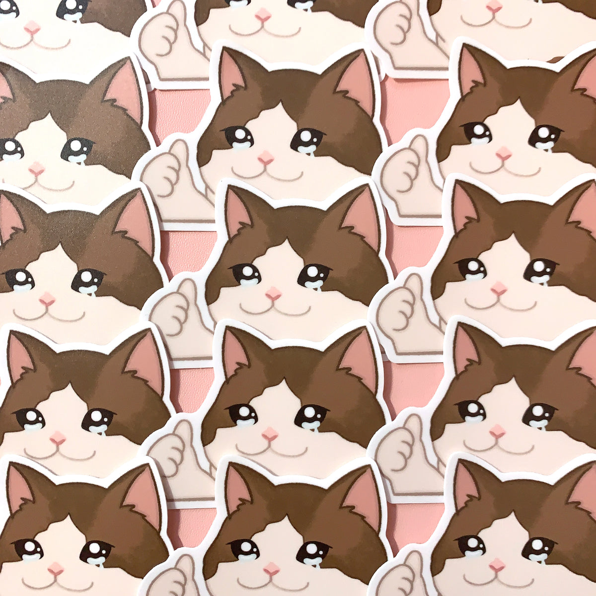 [WATERPROOF] Thumbs Up Crying Sad Cat Meme Vinyl Sticker Decal ...