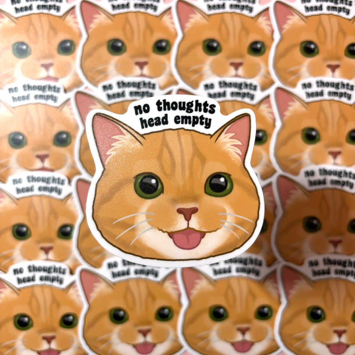 [WATERPROOF] No Thoughts Head Empty Orange Cat Meme Vinyl Sticker Deca ...