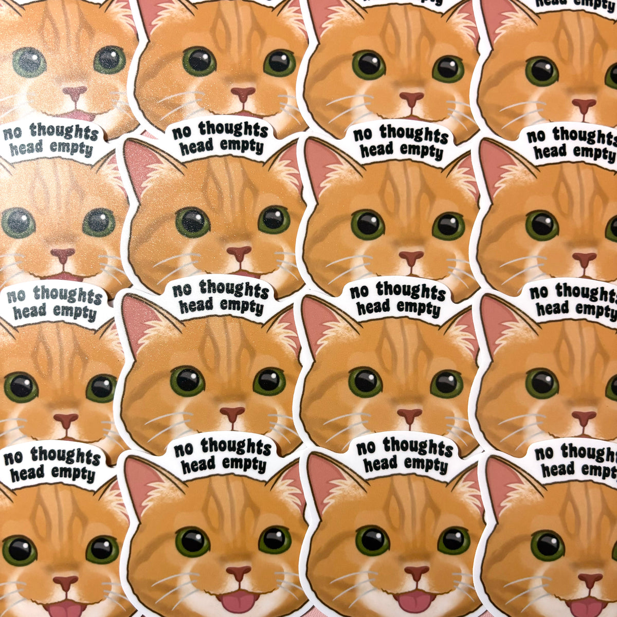 [WATERPROOF] No Thoughts Head Empty Orange Cat Meme Vinyl Sticker Deca ...