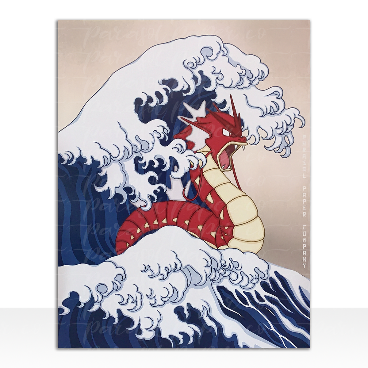 The Great Wave Shiny Gyarados and Magikarp Japanese Art - 14" x 11" la ...