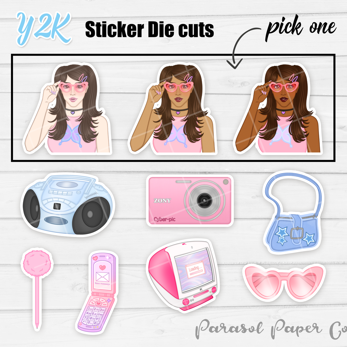 Y2K - Sticker Die Cut Packs - Mulitple Skin Tones – Parasol Paper Co