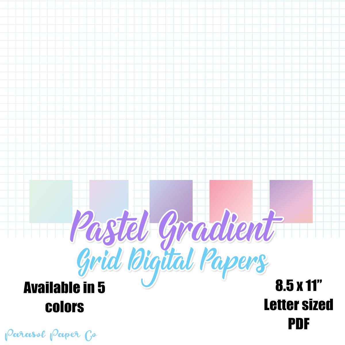 Pastel Gradient - Grid Digital Papers – Parasol Paper Co