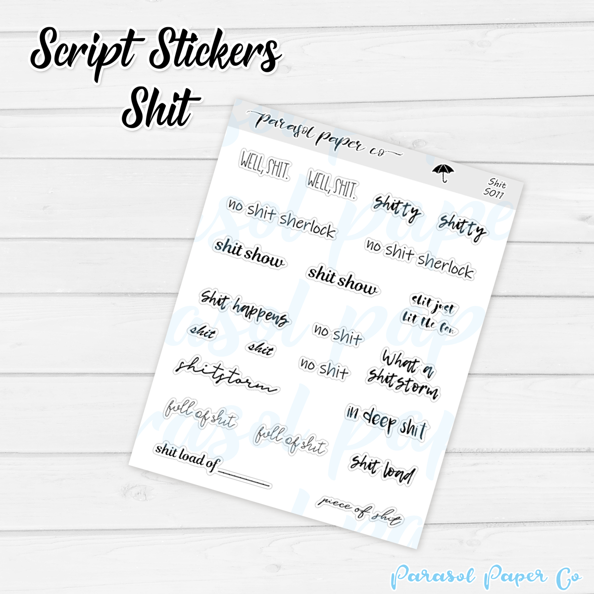 S011 - Shit Script Stickers – Parasol Paper Co
