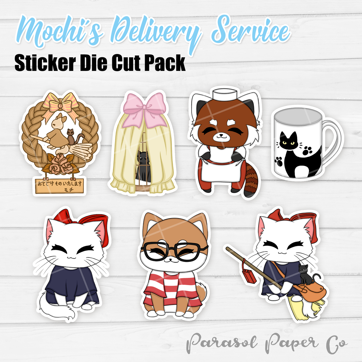 Mochi's Delivery Service - Sticker Die Cut Pack – Parasol Paper Co